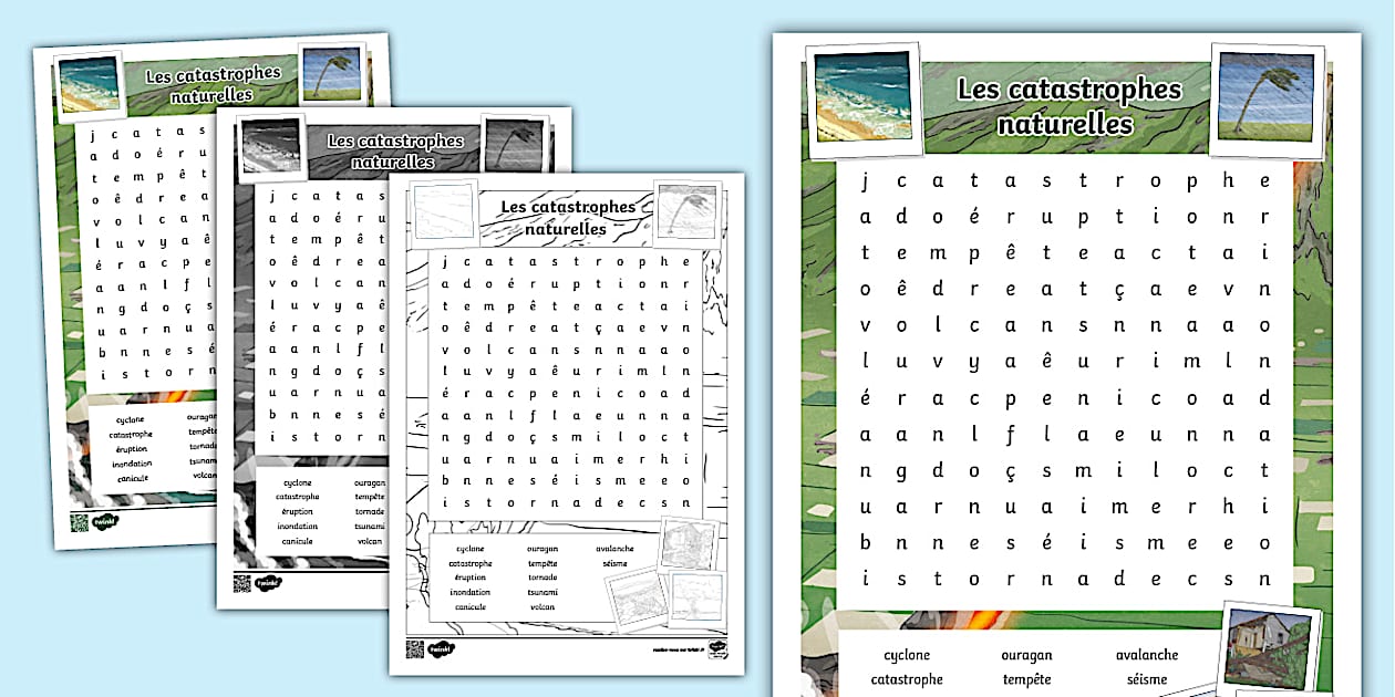 Mots mêlés : Les catastrophes naturelles