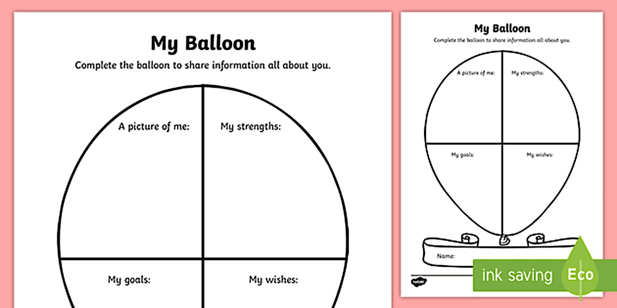 My Balloon Worksheet - (Hecho por educadores) - Twinkl