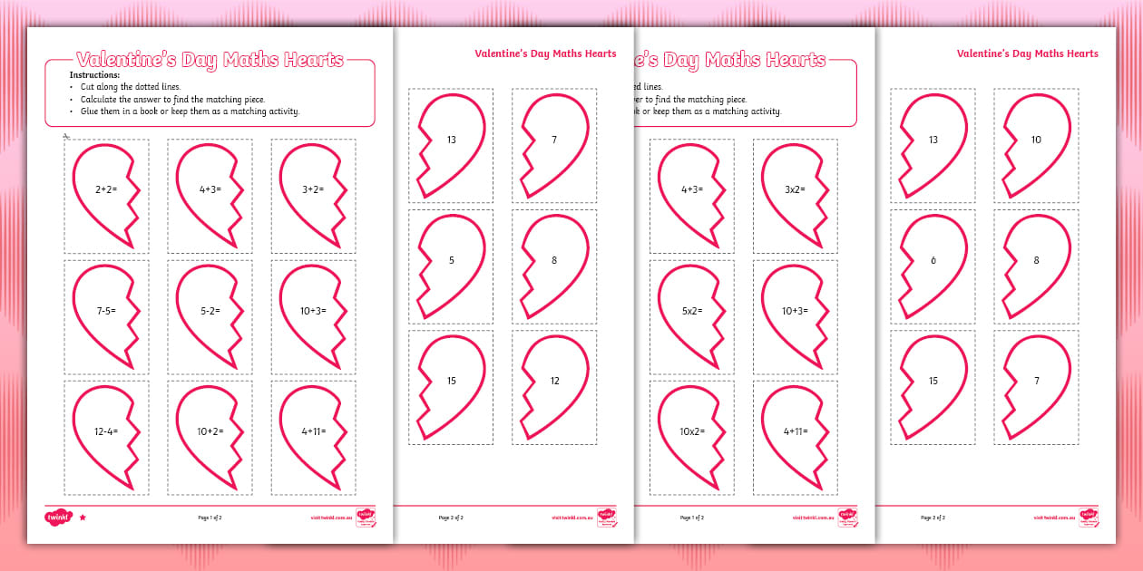 Valentine's Day Maths Hearts (Teacher-Made) - Twinkl