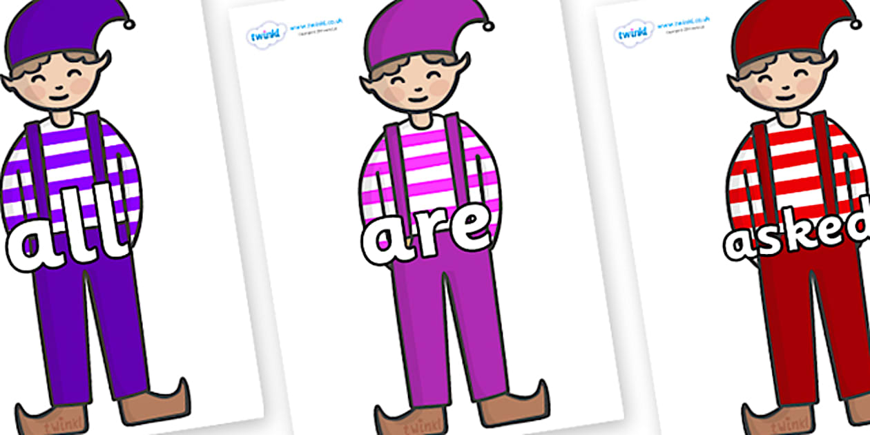 Cursive Tricky Words on Elf (Boy) (teacher made) - Twinkl