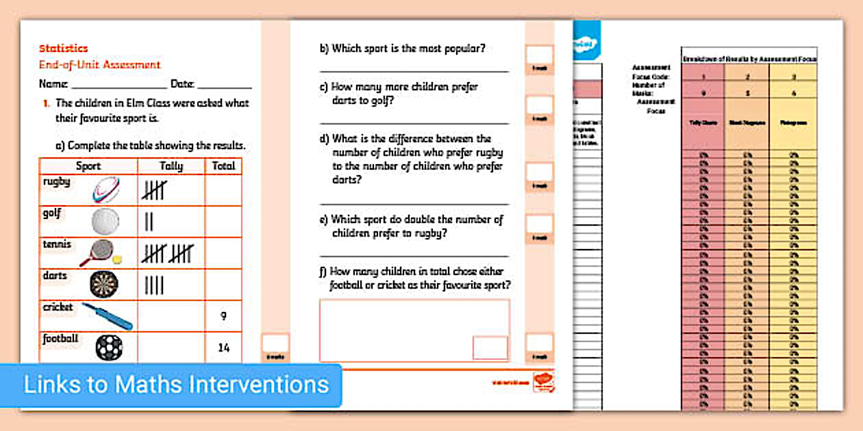 👉 Year 2 Statistics End-of-Unit Assessment and Tracker