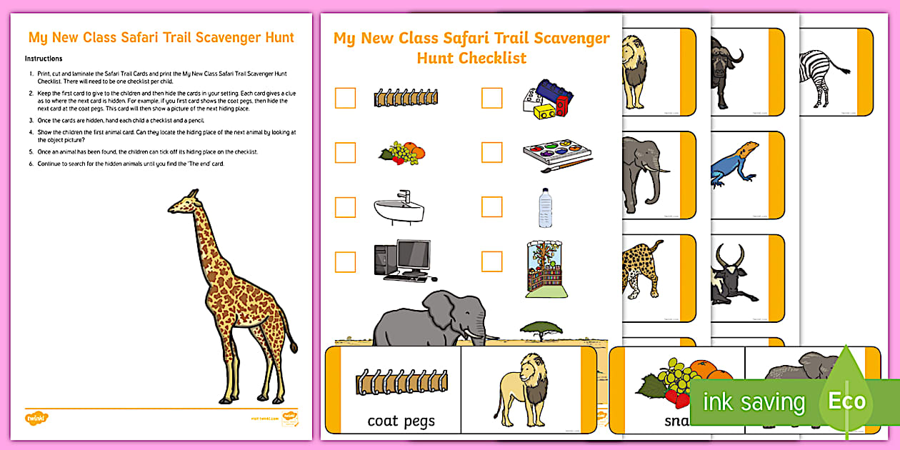 My New Class Safari Trail Scavenger Hunt - Twinkl