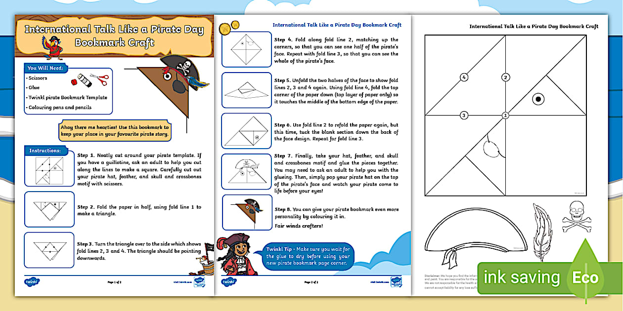 International Talk Like a Pirate Day Bookmark Craft