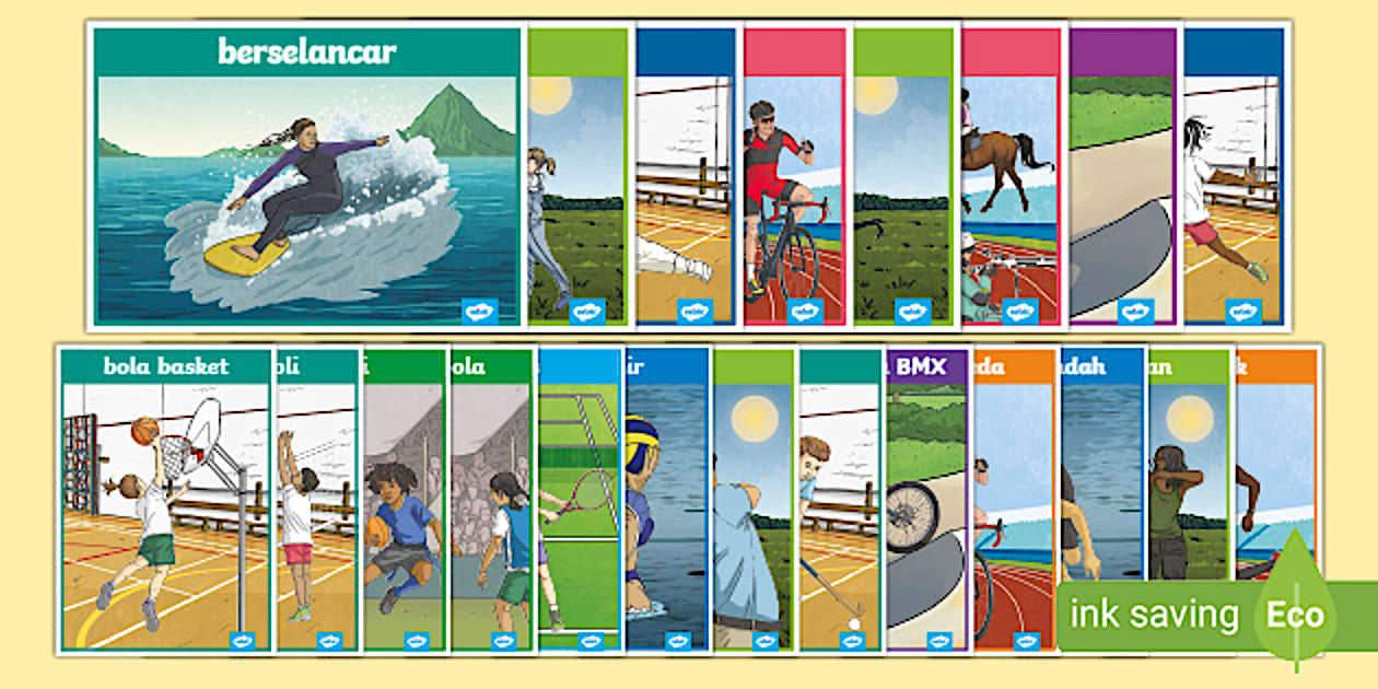 Editable Summer Sports Poster Pack Indonesian (teacher made)