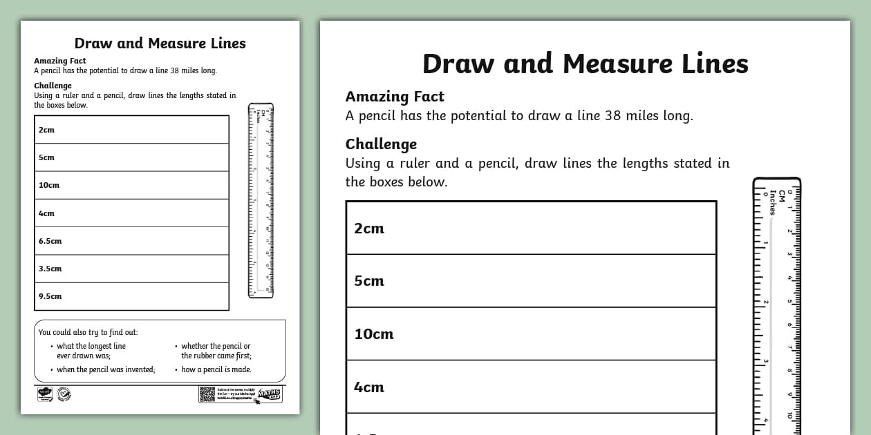 Measure a Line Worksheet / Worksheet (teacher made) - Twinkl