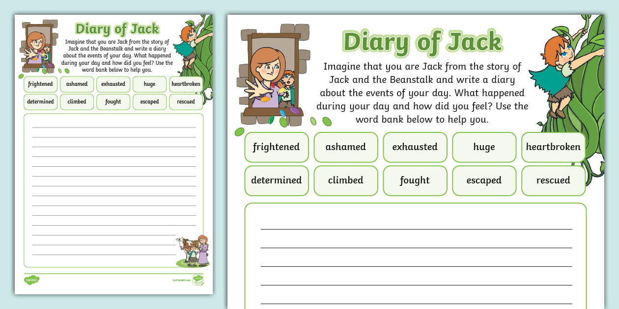 Jack and the Beanstalk Diary Template (teacher made)