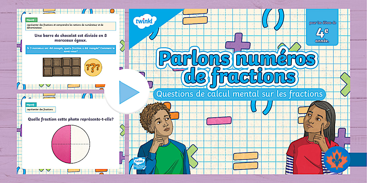 Grade 4 Representing Fractions PowerPoint Lesson French