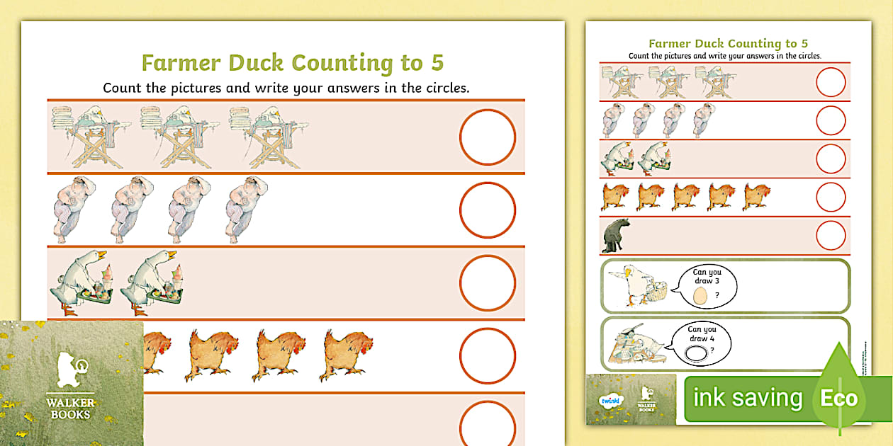 FREE! - 👉 Farmer Duck: Counting to 5 Activity - Twinkl