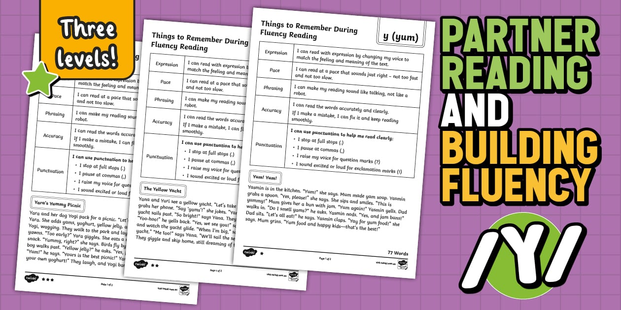 Partner Reading and Building Fluency - /Y/