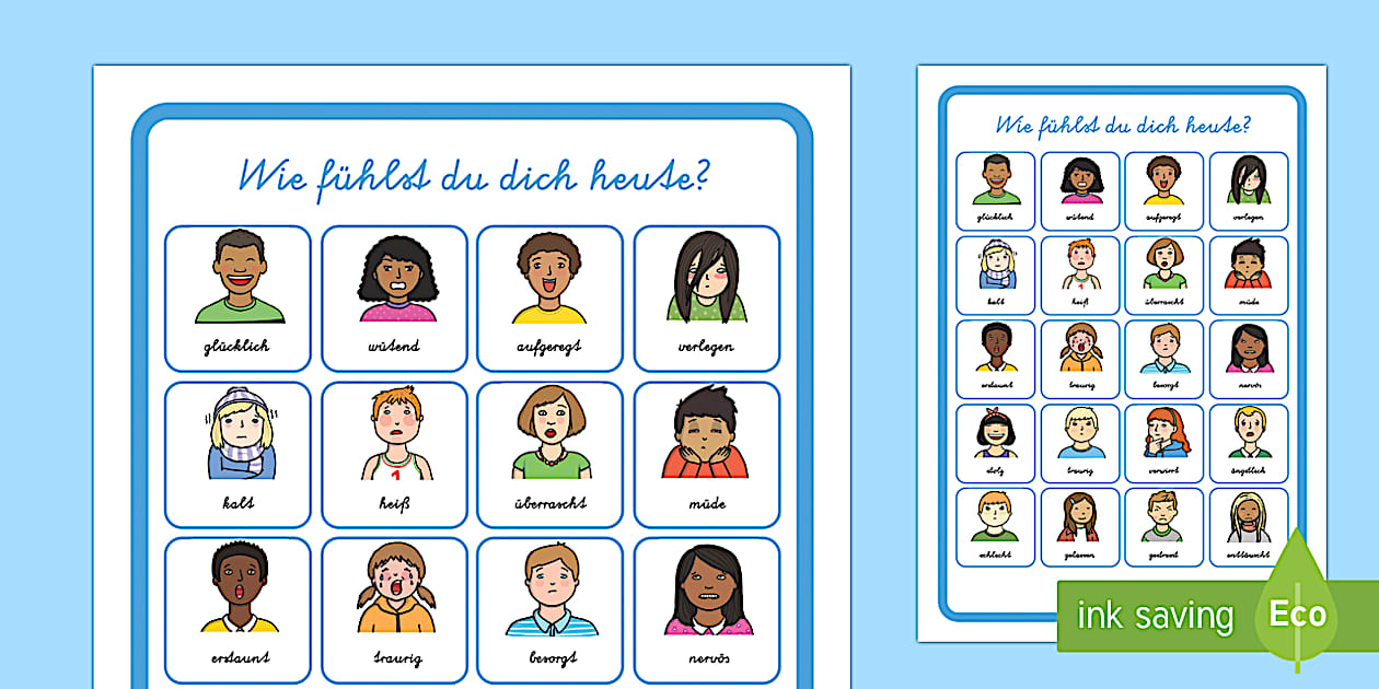 How Do You Feel Today? Emotions Chart German (teacher made)