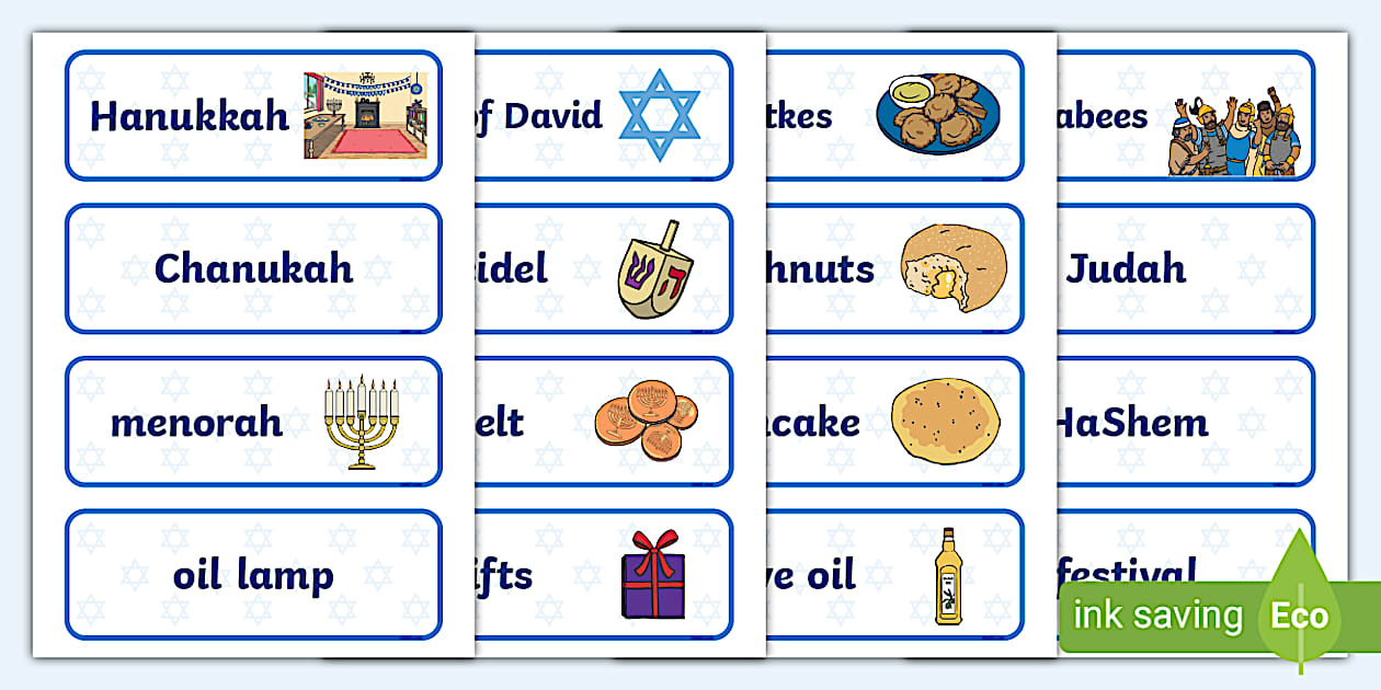 Hanukkah Word Cards