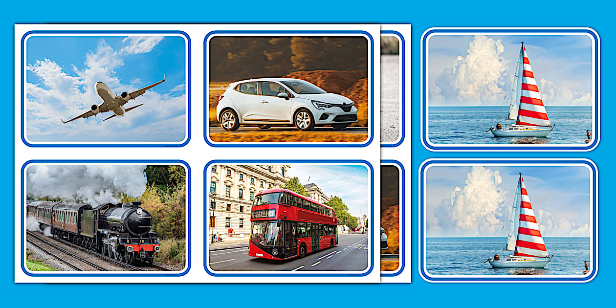 Vehicles and Transport Photo Matching Pairs Game | Twinkl