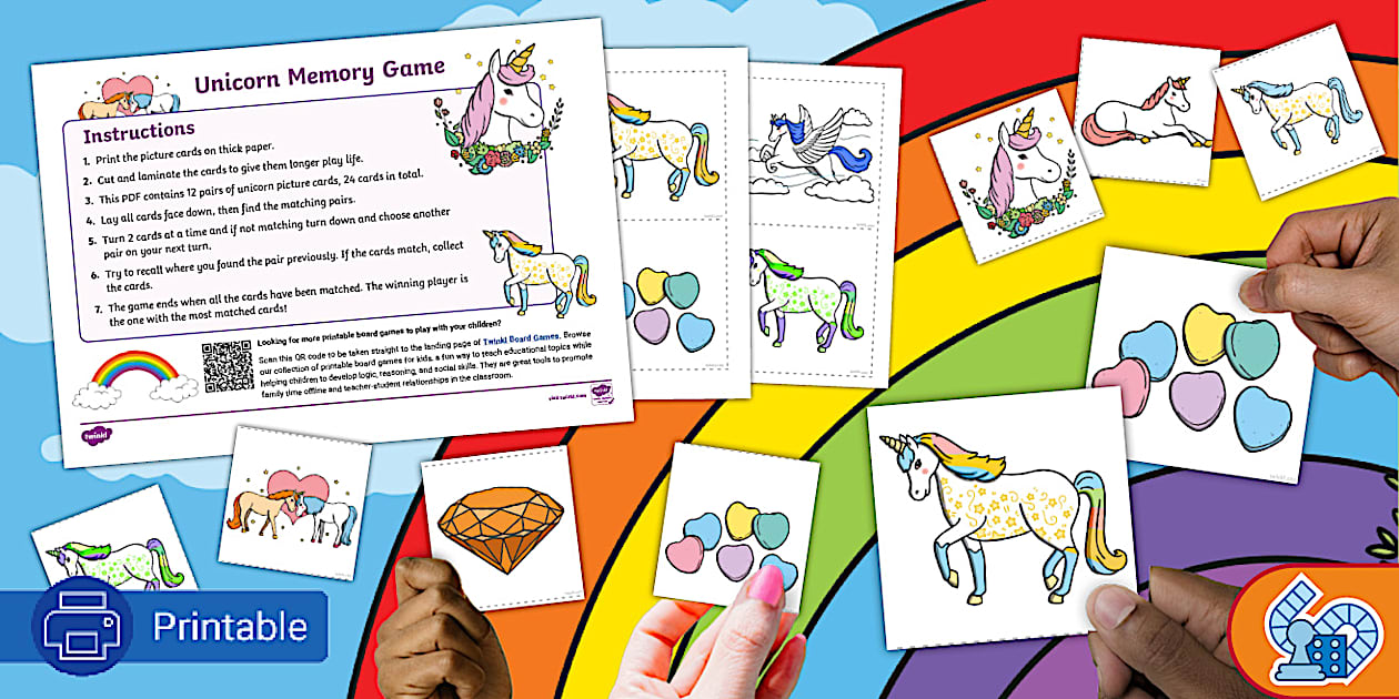 Unicorn Memory Game - Mythical Creatures Matching Game