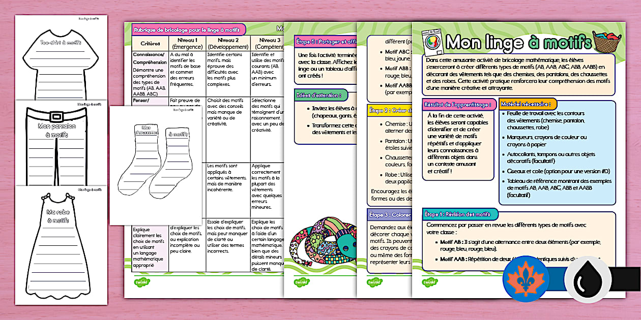 Grade 1 Patterning Craft French (teacher made) - Twinkl
