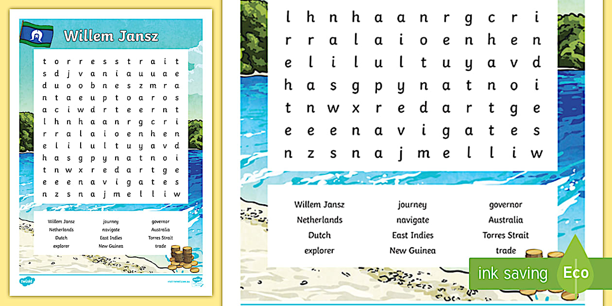 Willem Jansz Word Search (teacher made) - Twinkl
