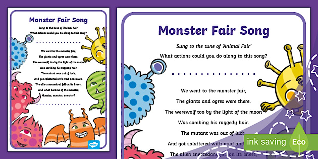 👉 Monster Fair Song (teacher made) - Twinkl