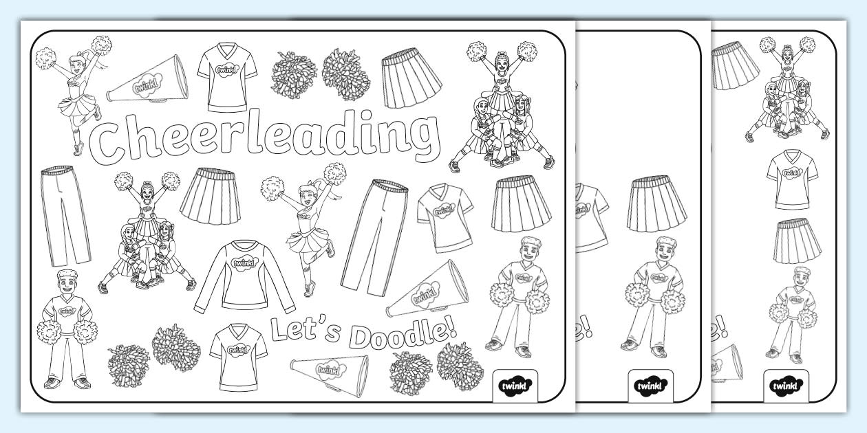 Cheerleading Doodle Colouring Pages | Twinkl (teacher made)