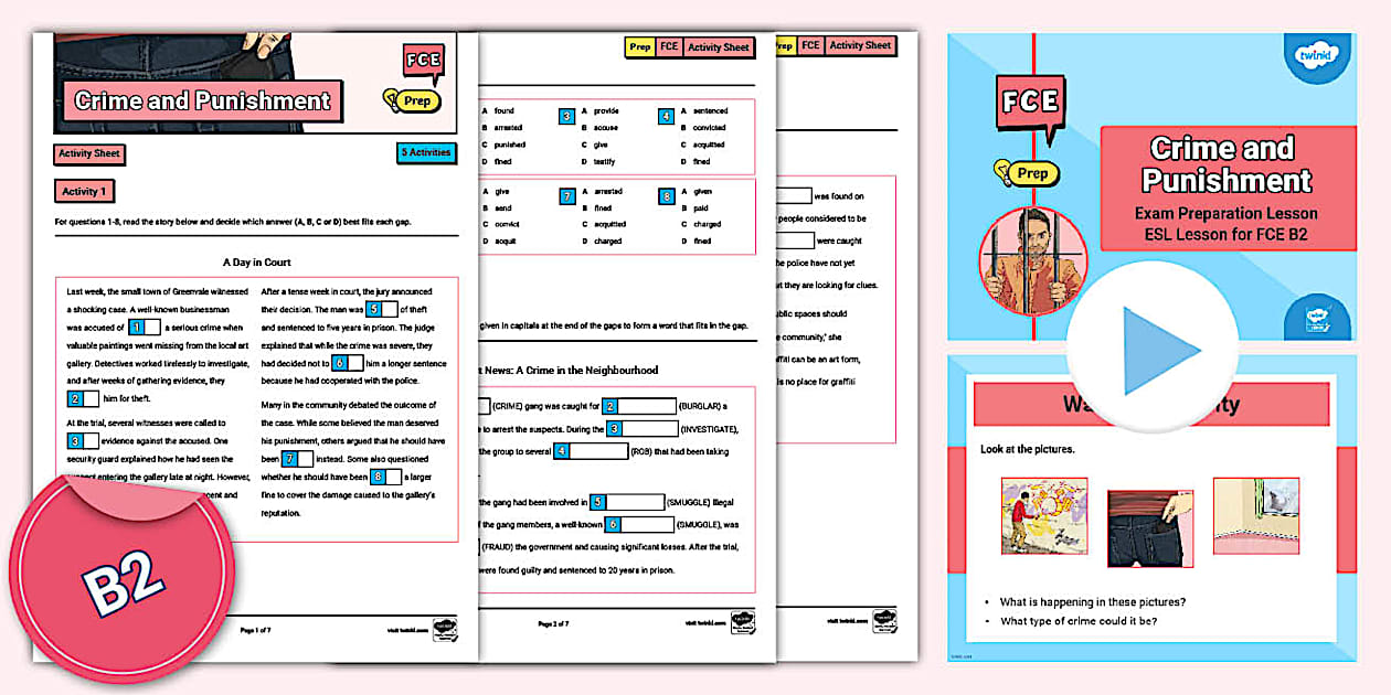 B2 First (FCE) - Crime & Punishment Prep Lesson - Twinkl