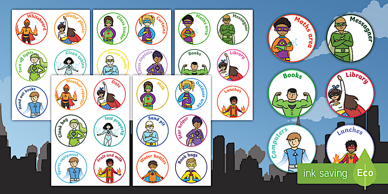Superhero Job Labels (teacher made) - Twinkl