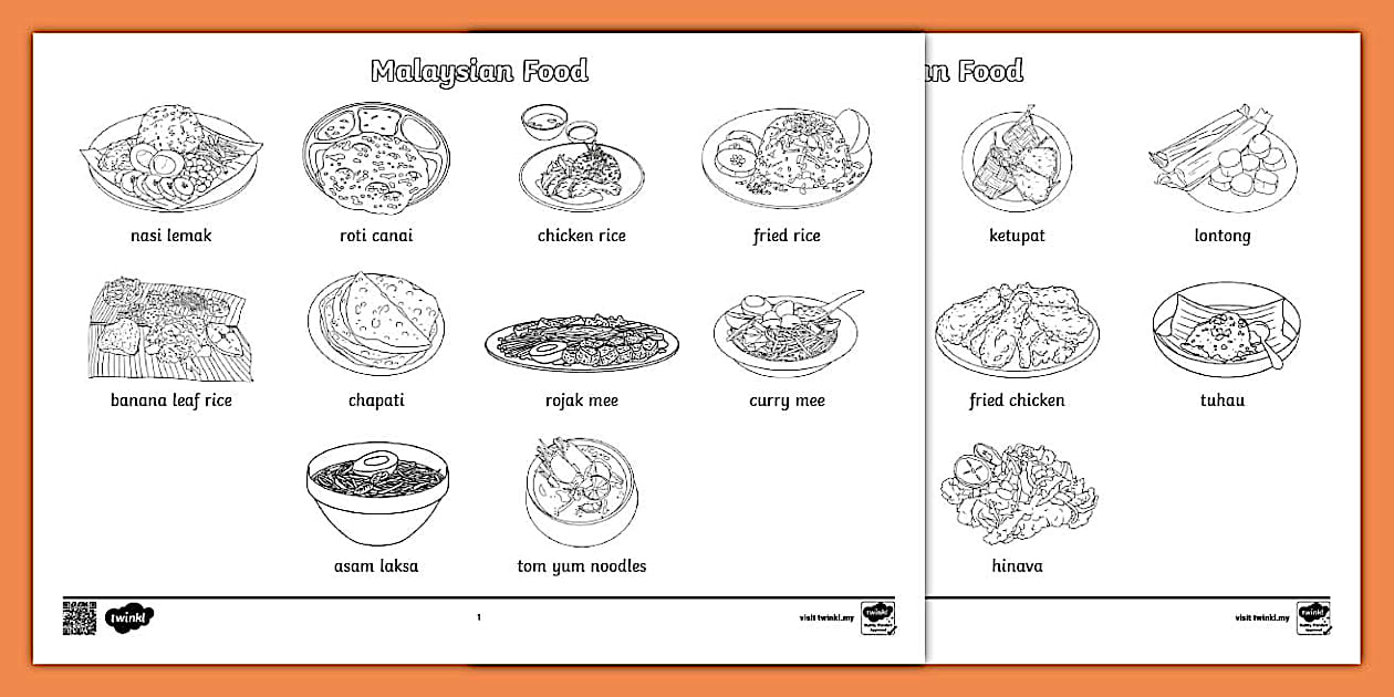 Malaysian Food Colouring Page (teacher made) - Twinkl