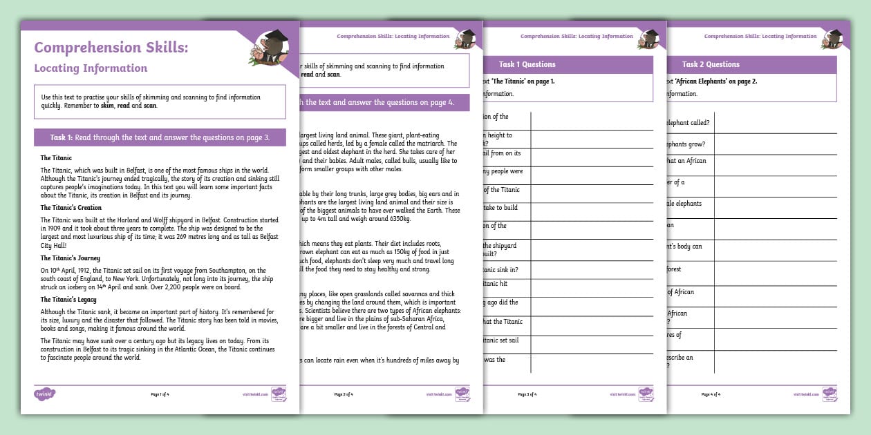Locating Information Activity Sheet (teacher made) - Twinkl