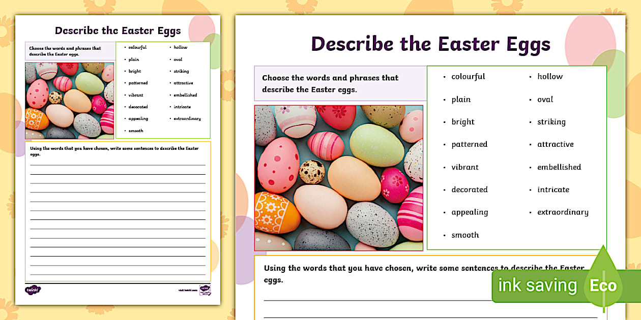 Describe the Easter Eggs Writing Frame - Twinkl