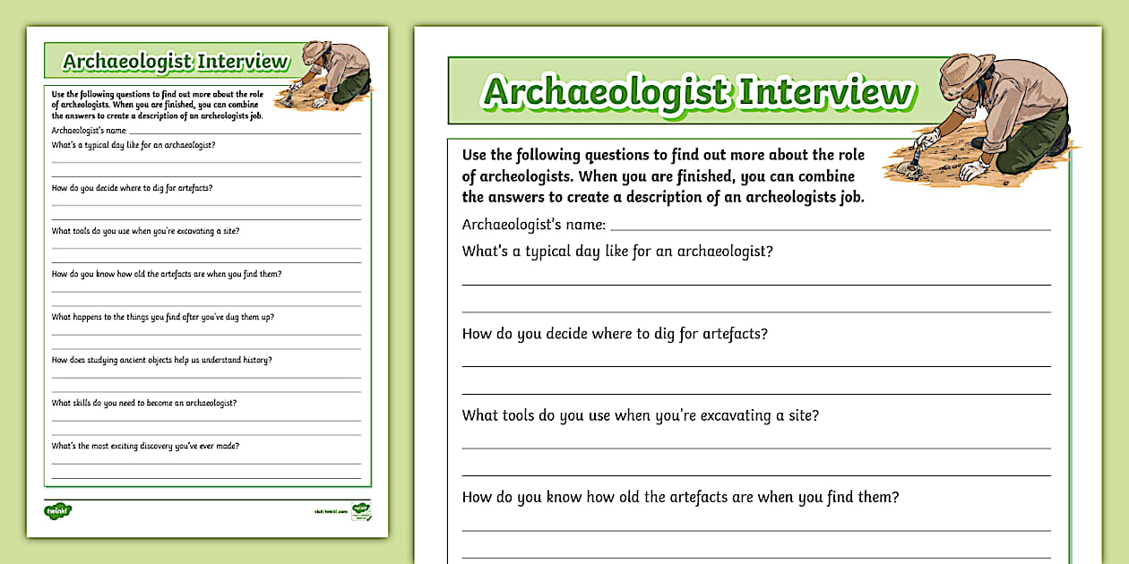 Archaeologist Interview Worksheet (l'enseignant a fait)