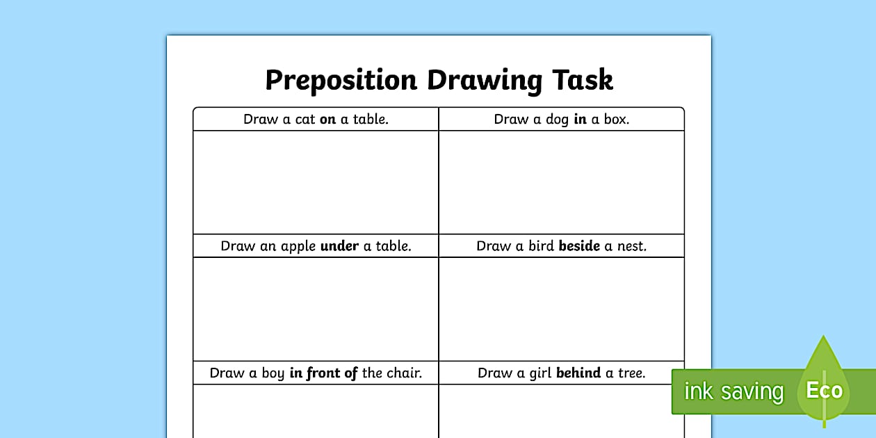 Prepositions Worksheets - Preposition Drawing Activity
