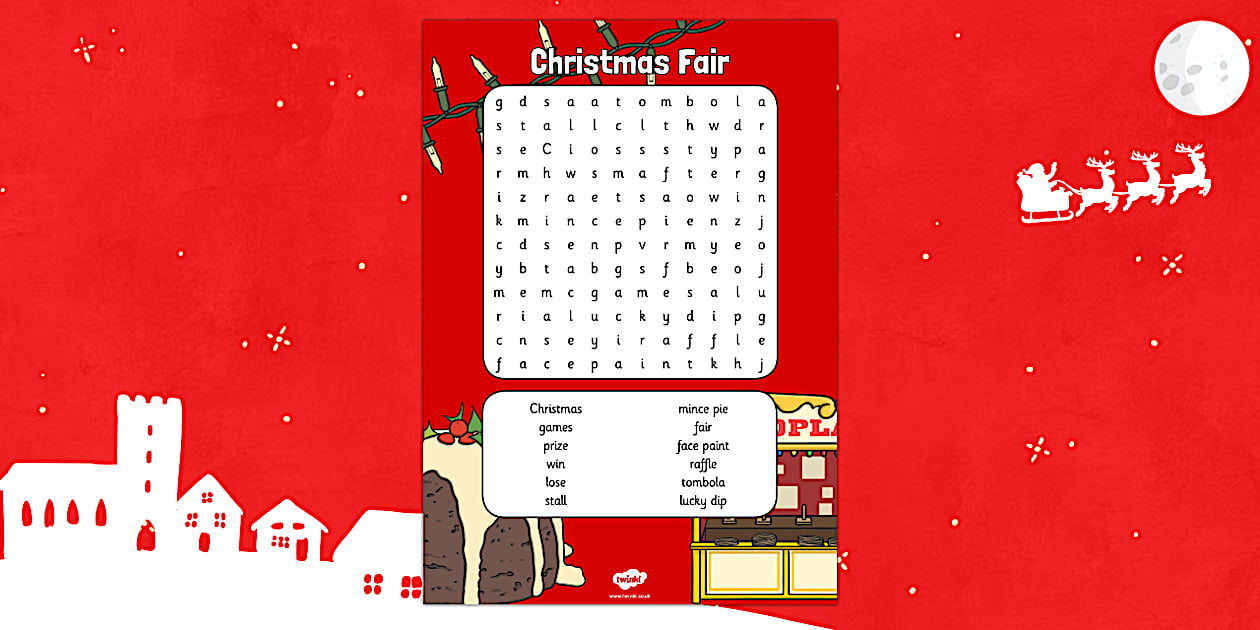 Christmas Fair Word Search (teacher made) - Twinkl