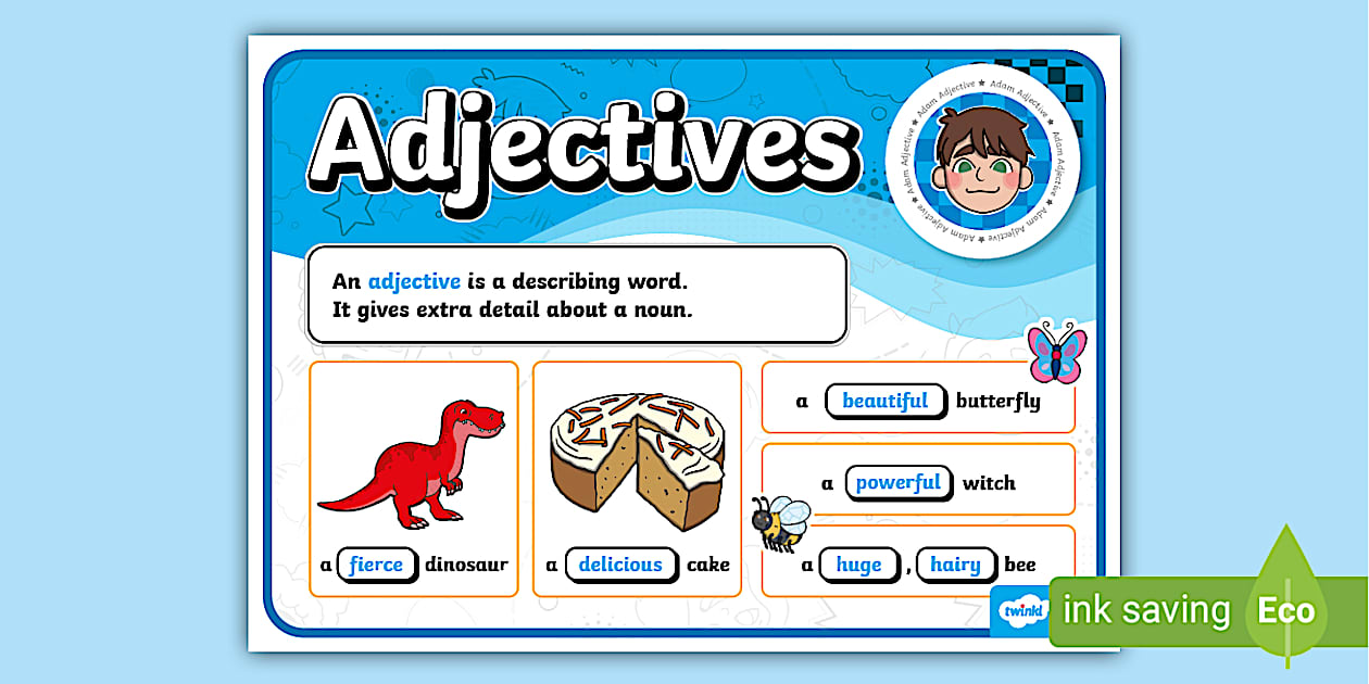 Adjective Display Poster - Adjectives for Butterfly - Twinkl