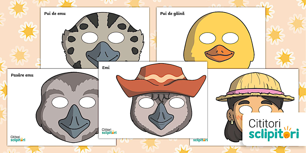 Un emu diferit – Măști pentru jocul de rol - Twinkl