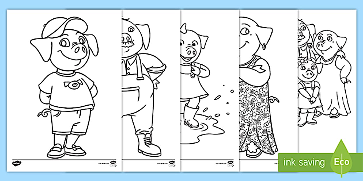 Pigs Colouring Pages (teacher made) - Twinkl