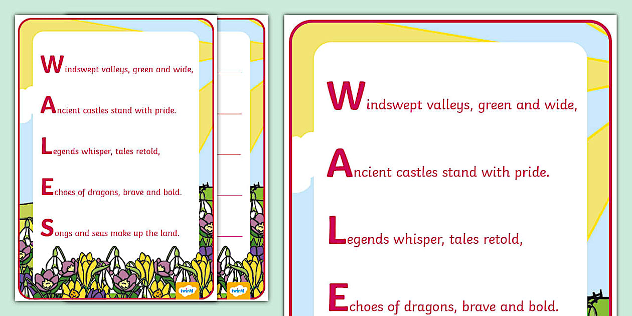 Acrostic Poem and Template: Wales (teacher made) - Twinkl