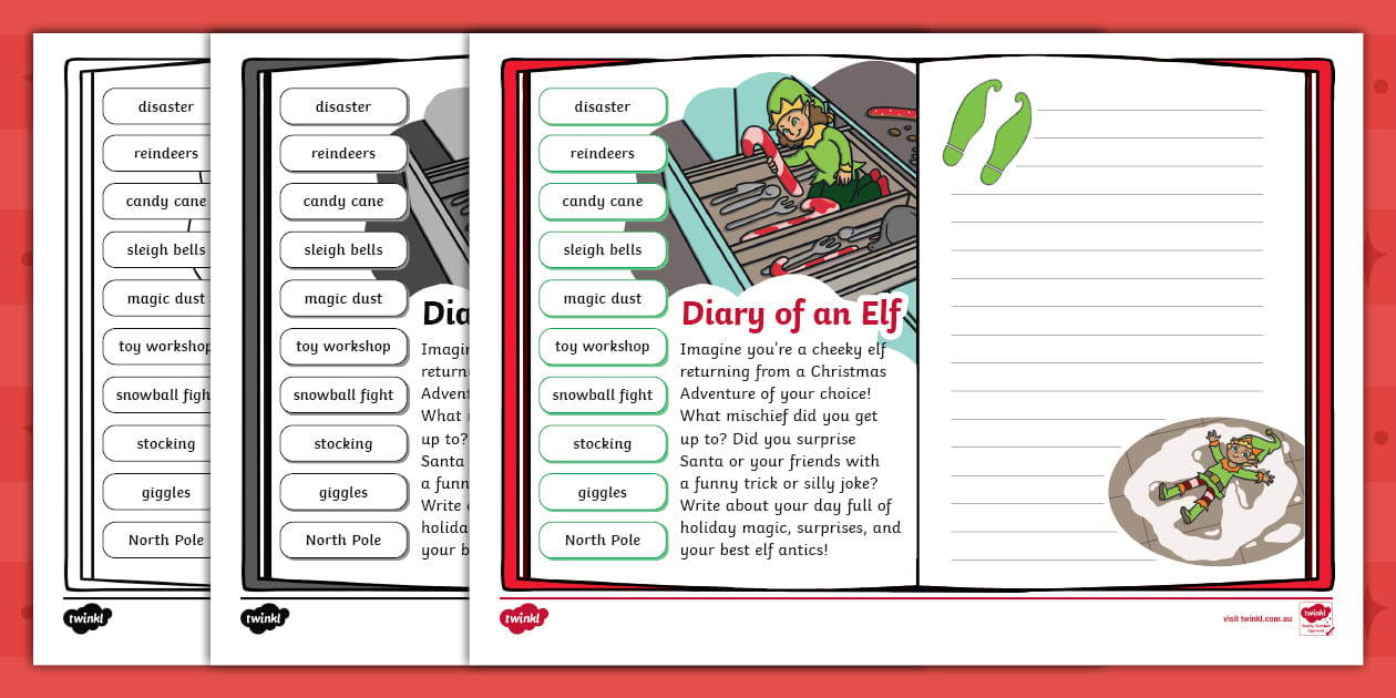 Diary of a Christmas Elf Writing Template (teacher made)