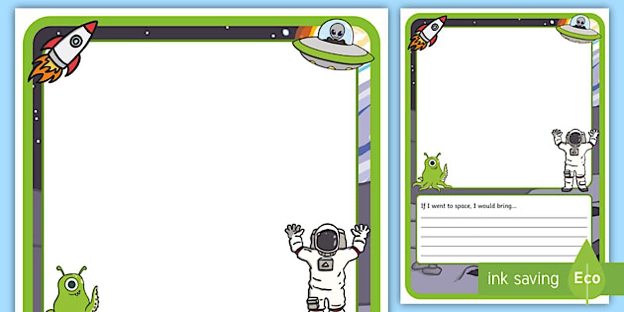 Black and White If I Went to Space Writing Frame - Twinkl
