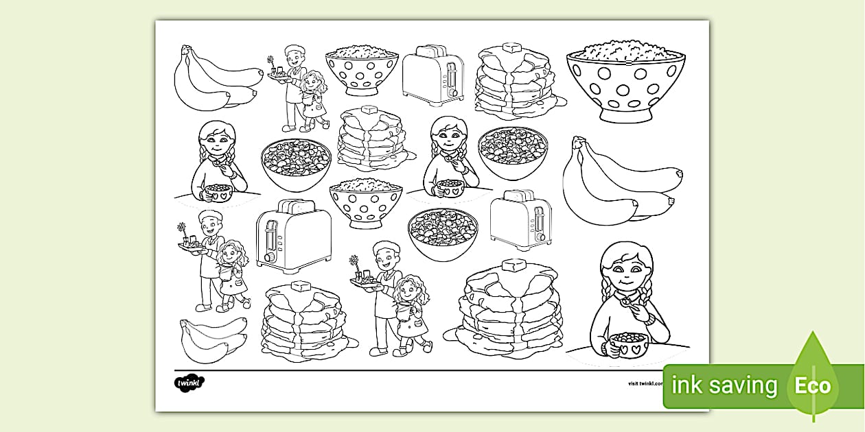 Breakfast Doodle Colouring Page (teacher made) - Twinkl