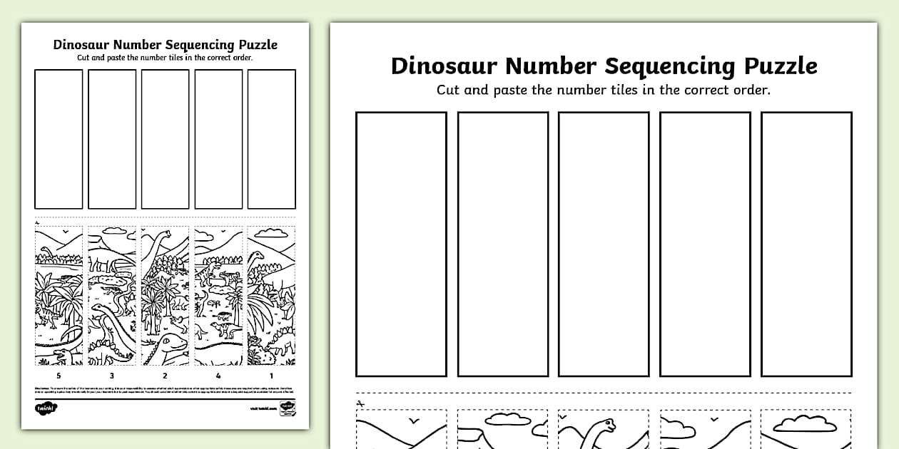 Dinosaur Themed Number Sequencing Puzzle - Twinkl