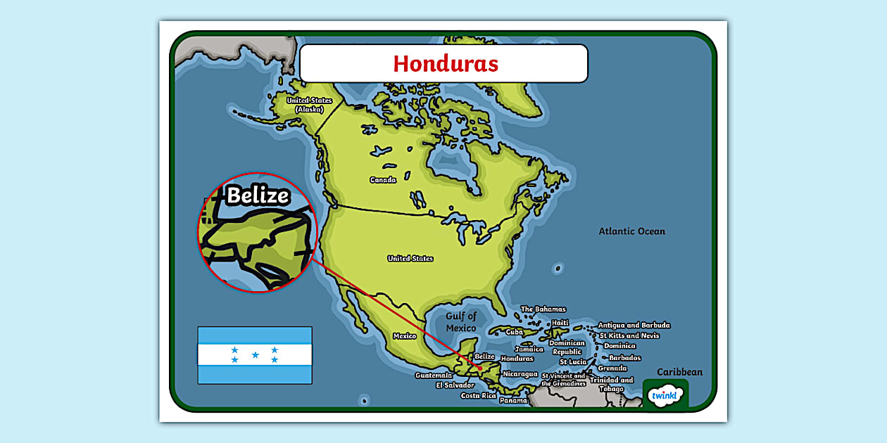 Honduras on a Map Display Poster