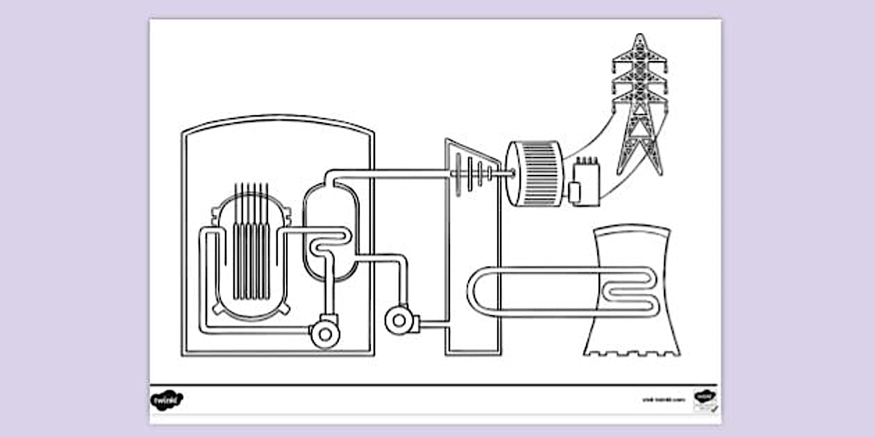 Nuclear Power Station Colouring Sheet (Teacher-Made)