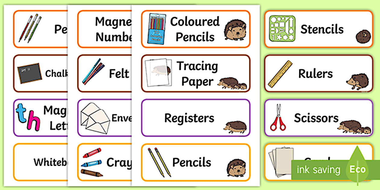 Hedgehog Themed Editable Writing Area Resource Labels