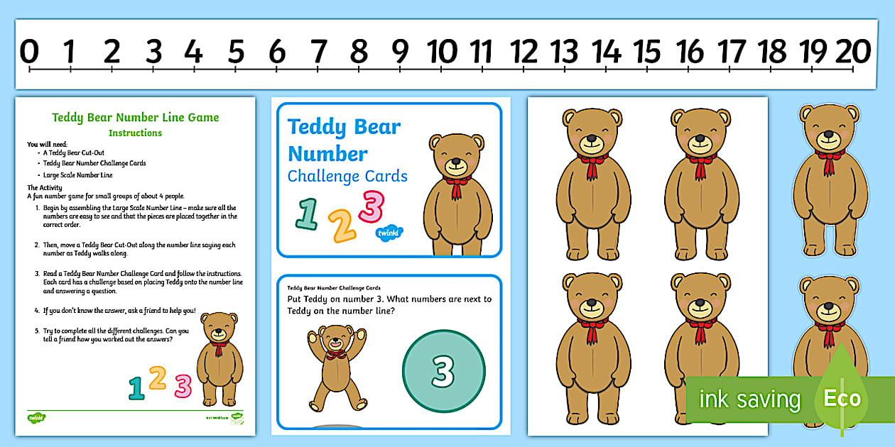 Teddy Bear Number Line Game (teacher made) - Twinkl