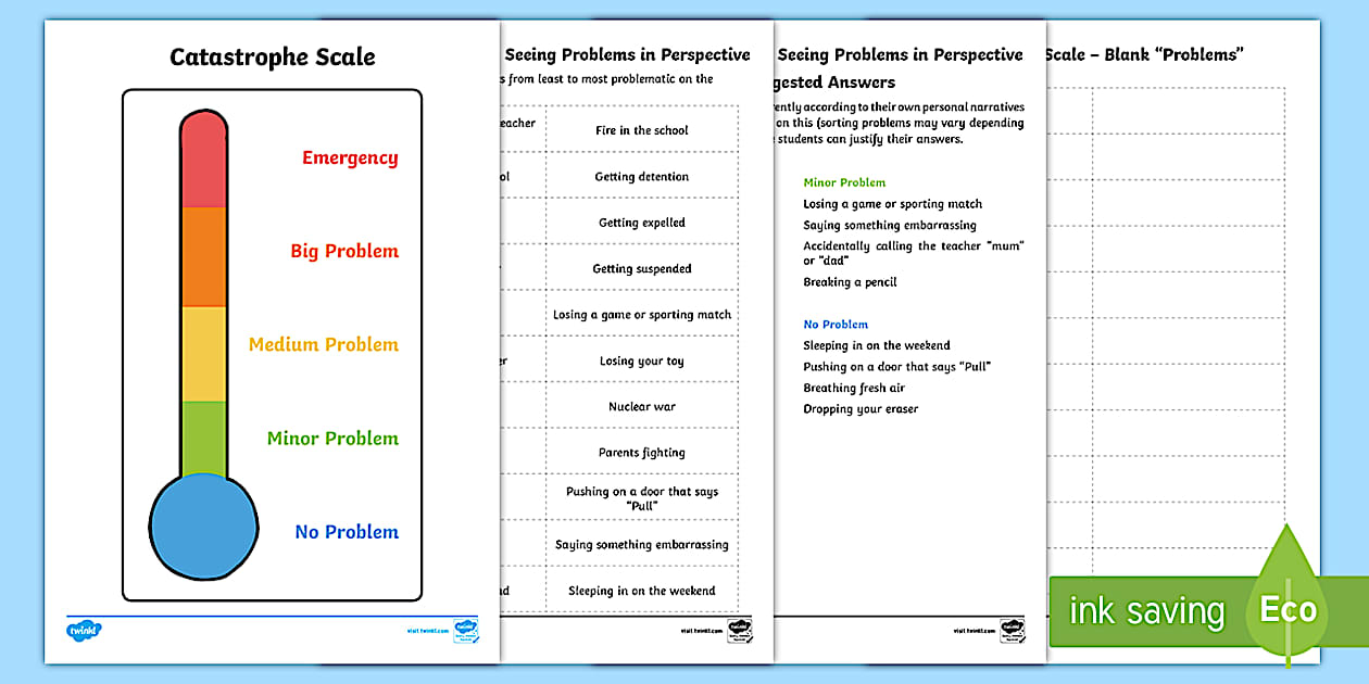 Editable Catastrophe Scale Worksheet (teacher made) - Twinkl