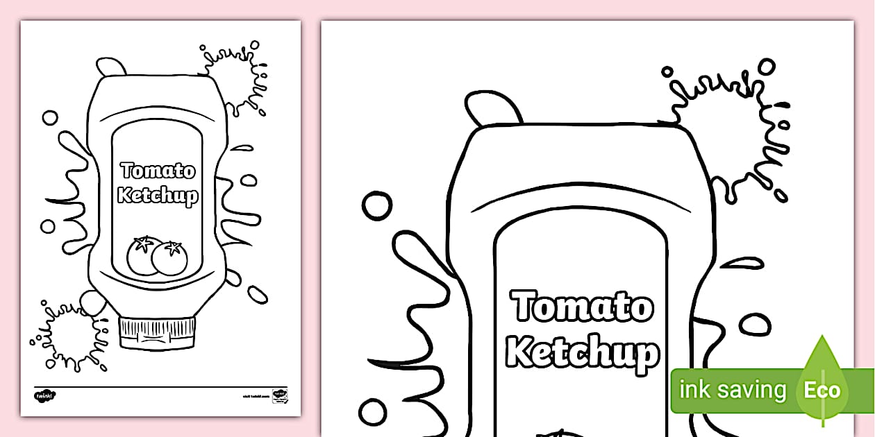 Tomato Sauce Colouring Page (Teacher-Made) - Twinkl