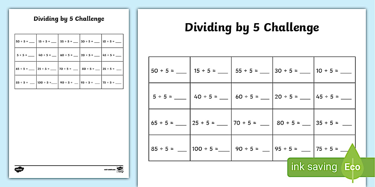 👉 Dividing by 5 Challenge (teacher made) - Twinkl