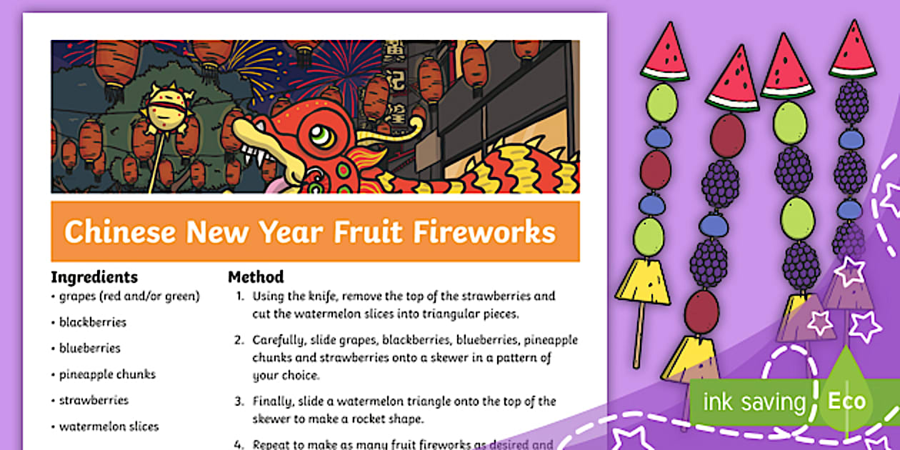 Lunar New Year Fruit Fireworks Recipe (teacher made)