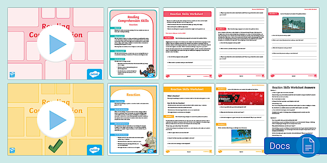 Reading Comprehension Skills Ultimate Pack: Reaction (Year 3-6)