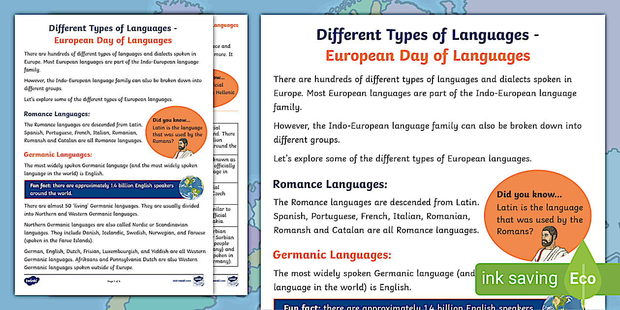 Different Types of Languages Fact File – Twinkl Resources