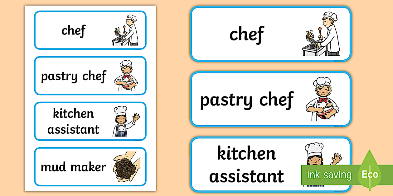 Cursive Mud Pie Kitchen Role Play Labels (teacher made)