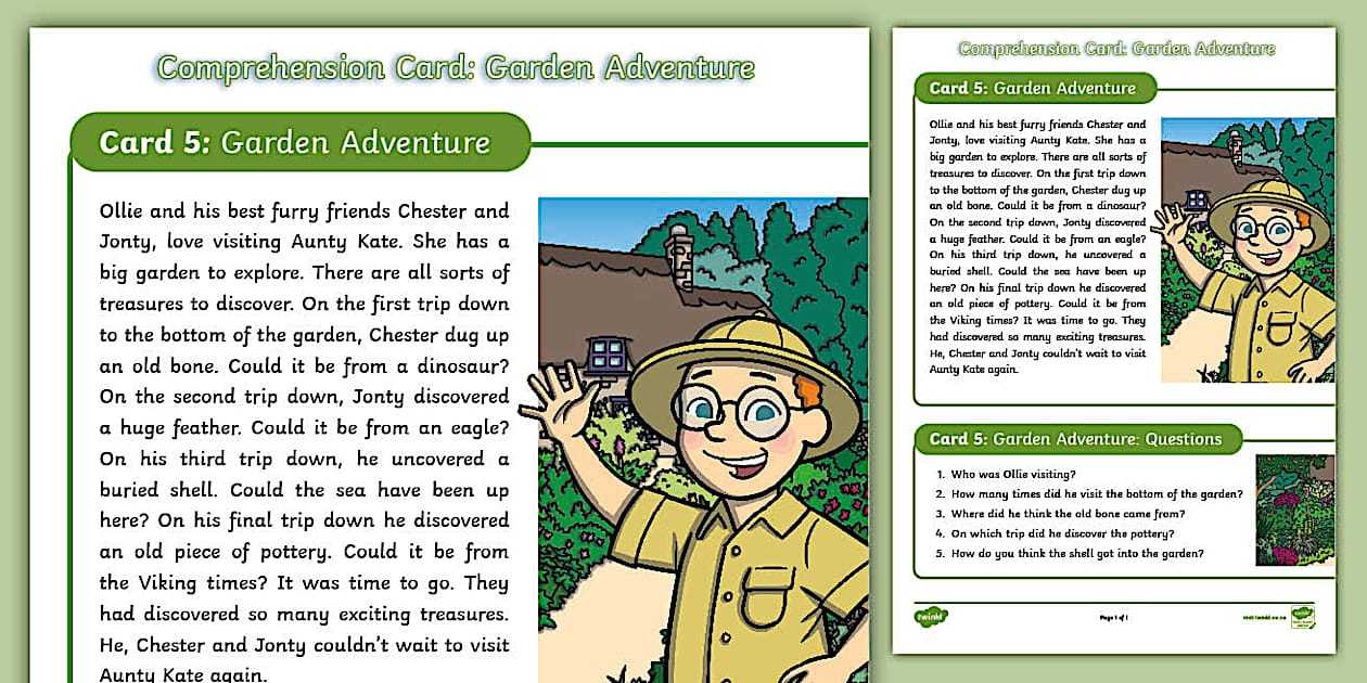 Comprehension Card: Garden Adventure (teacher made) - Twinkl