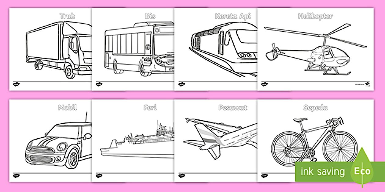 Transport Colouring Pages Indonesian - Twinkl